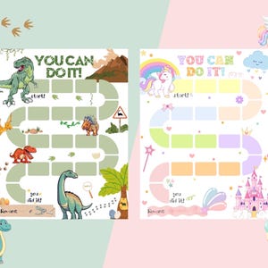 Dinosaur & Unicorn Reward Chart: Kids Behavior Tracker (digital ...