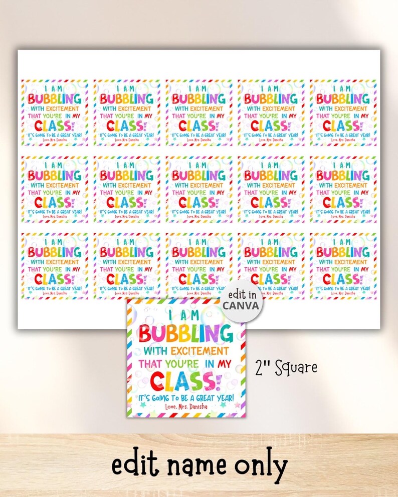 I Am Bubbling With Excitement to Have You in My Class Bubbles Tag ...