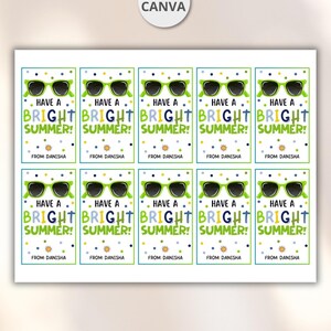 Have a Bright Summer Gift Tags, Printable School is Out Sunglasses ...