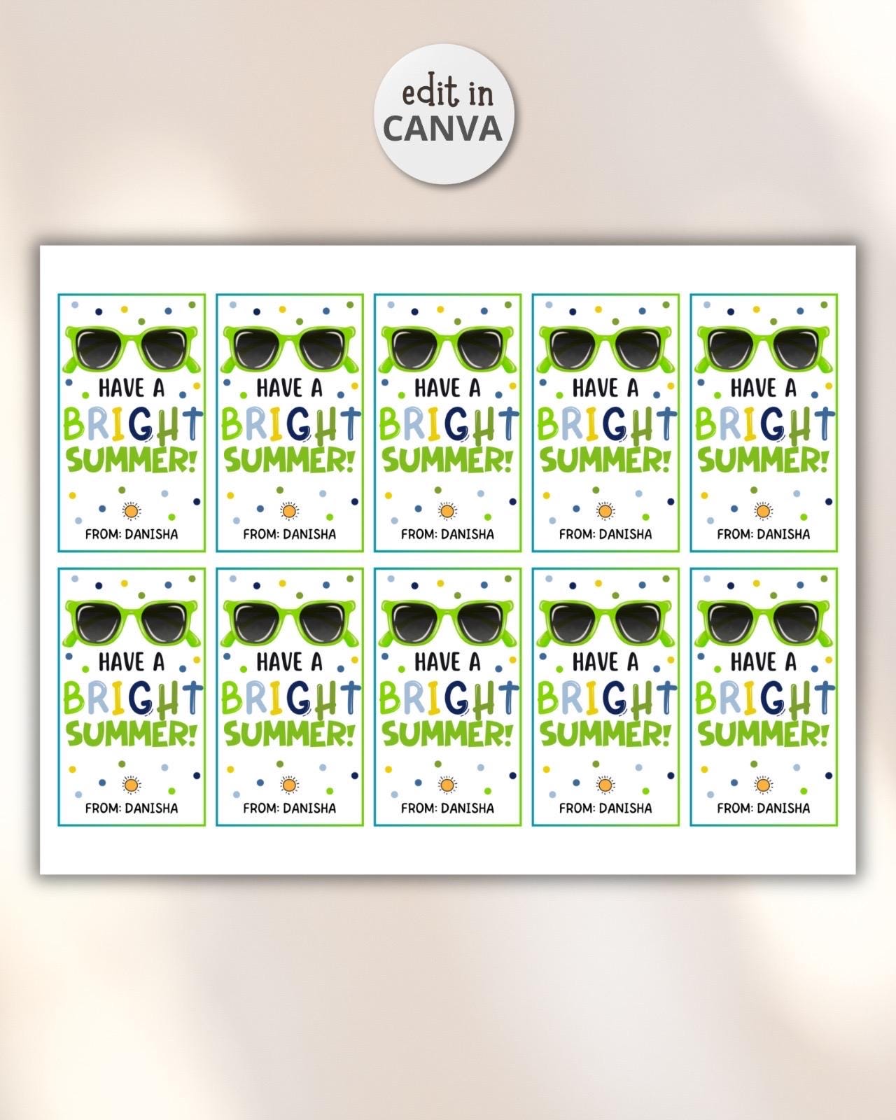 Have a Bright Summer Gift Tags, Printable School is Out Sunglasses ...