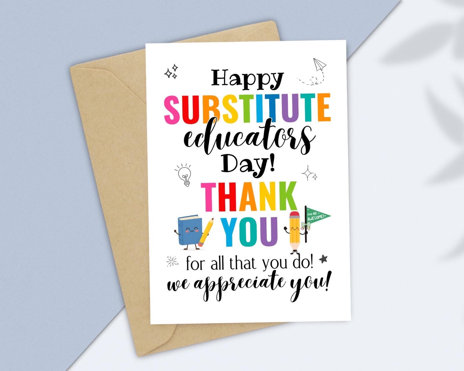 Substitute Teacher Day Card Printable,substitute Educators Day Sign ...