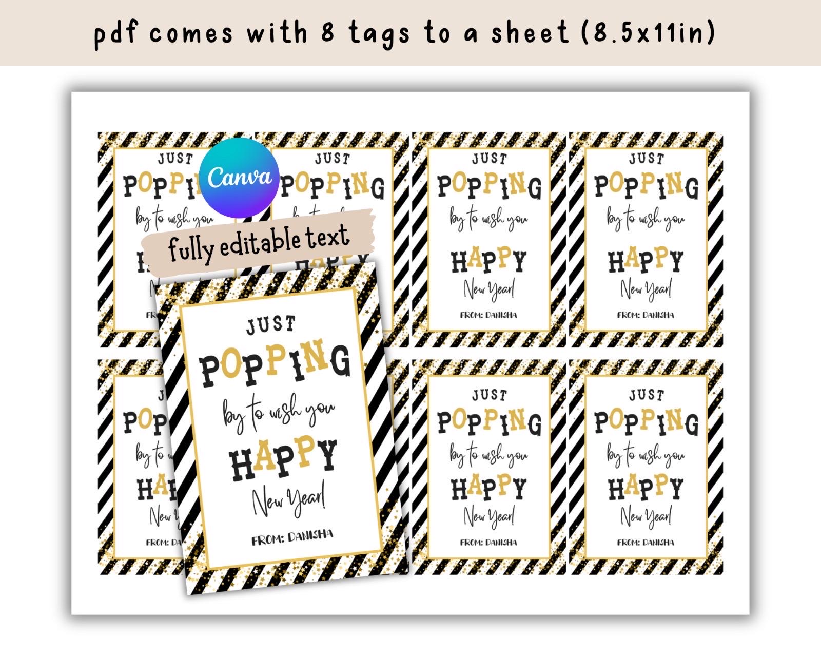 Happy New Year Gift Tag Printable, Popping by to Wish You Happy New ...
