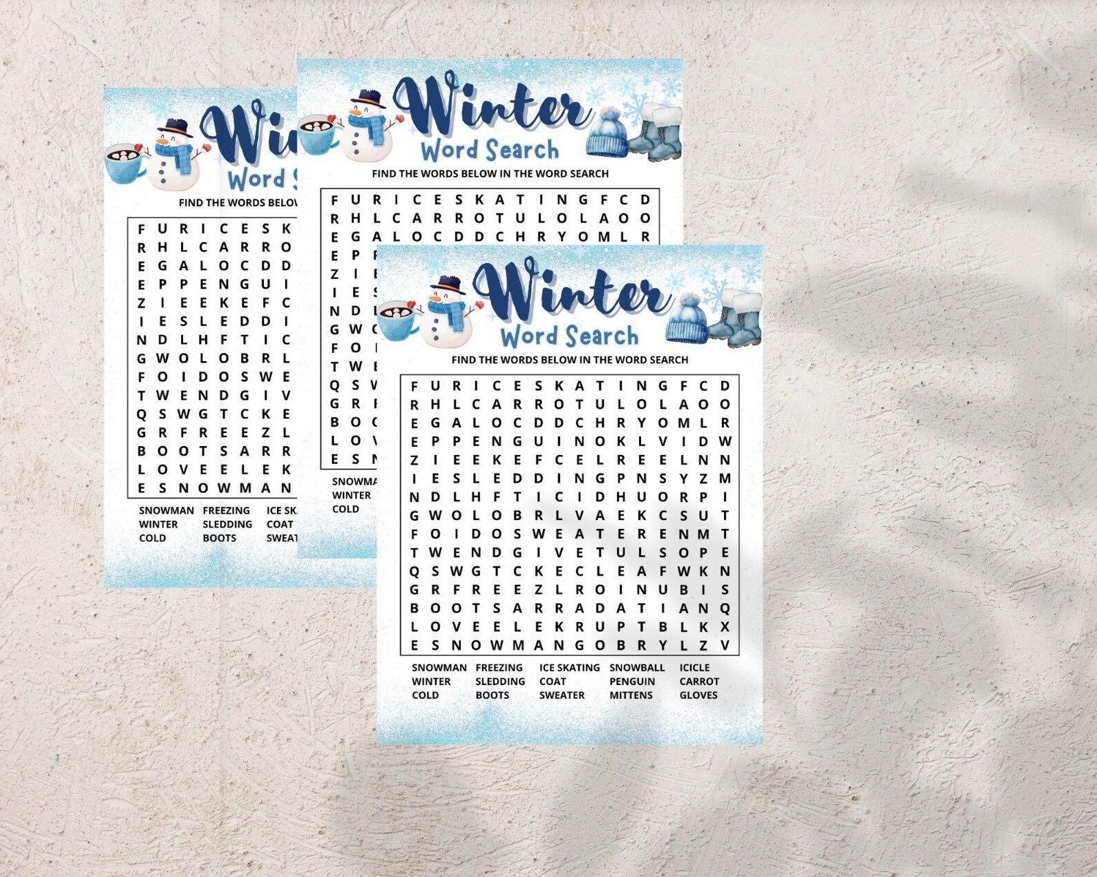 Winter Word Search, Printable Winter Games, Wintertime Activities ...