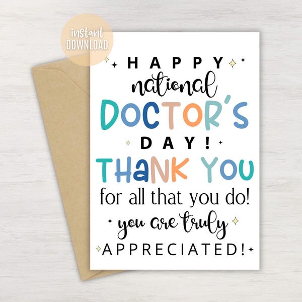 Doctors Day Printable Cards - Etsy