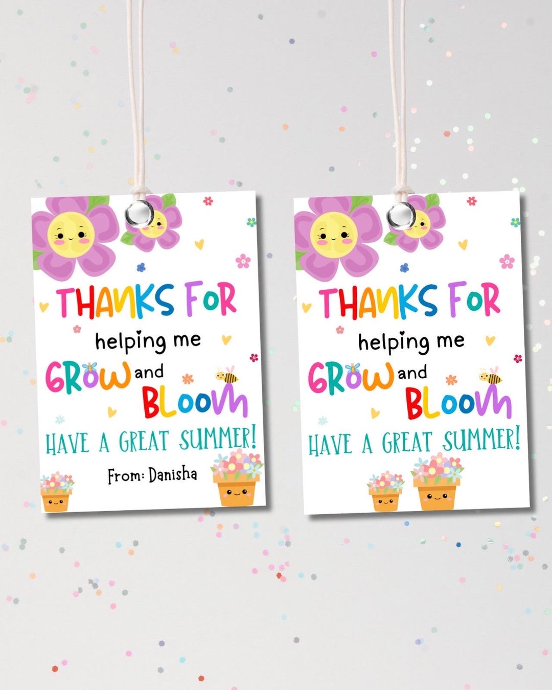 Teacher Appreciation Gift Tag: Helping Me Bloom and Grow (editable ...