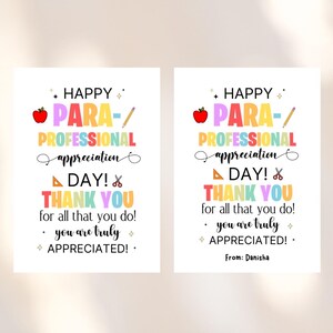 Paraprofessional Appreciation Day Tag: Printable Thank You Label ...