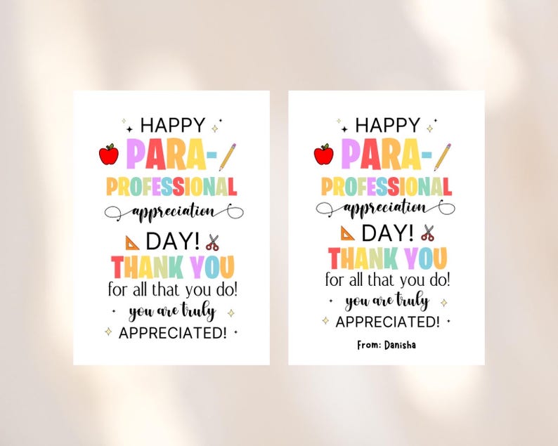 Paraprofessional Appreciation Day Tag: Printable Thank You Label ...