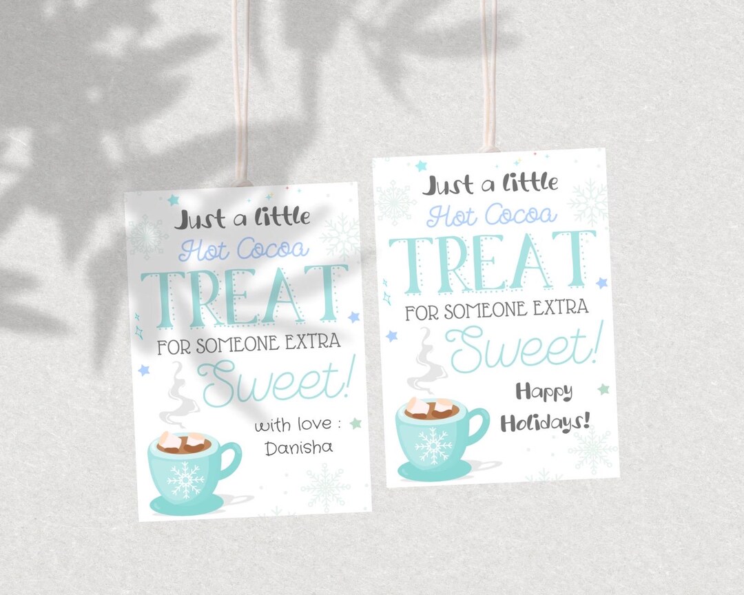 Hot Cocoa Holiday Gift Tags Printable, Hot Chocolate Mix Holiday Treat ...