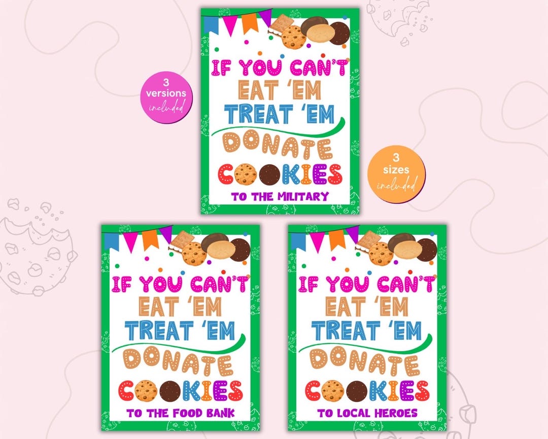 Printable Cookie Fundraiser Sign: Donate to Military/food Bank (digital ...