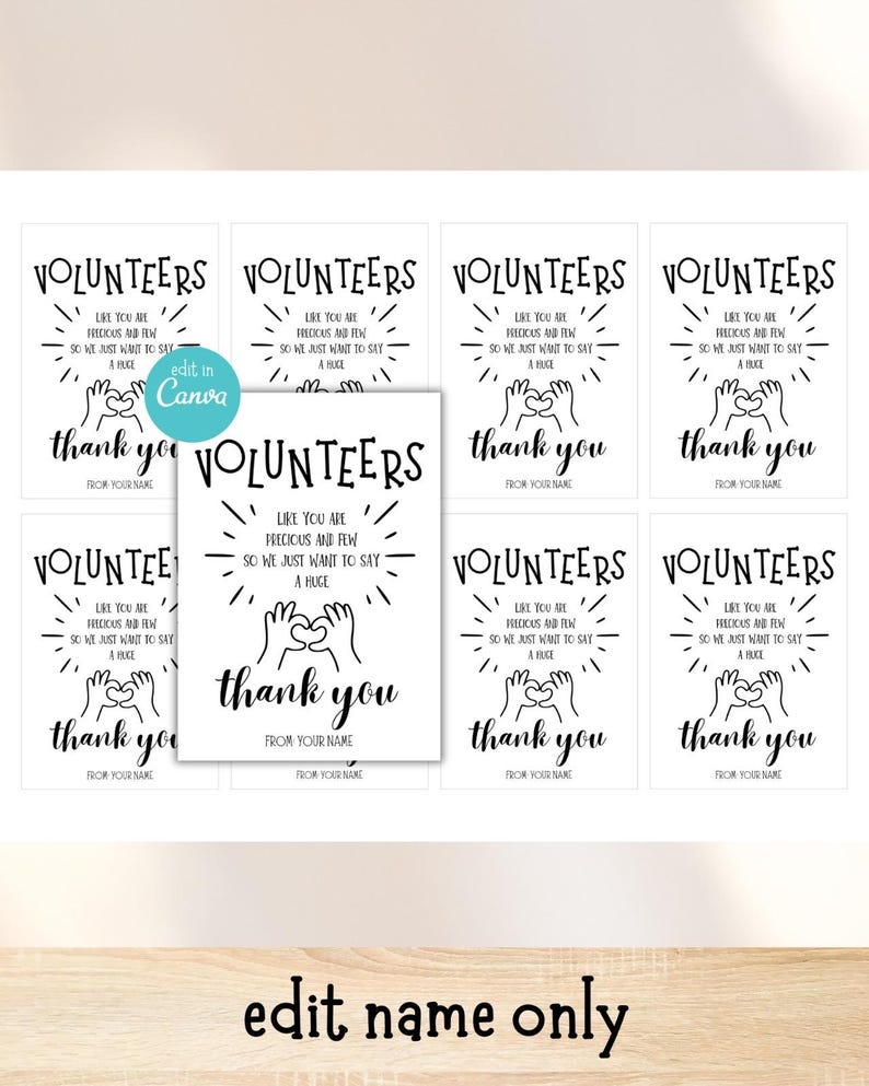 Volunteer Thank You Gift Tag Printable (PDF) - Etsy
