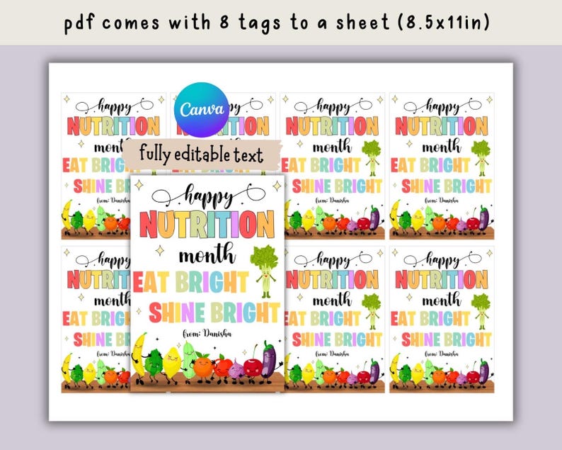 Nutrition Month Gift Tag Printable: Dietitian Nutritionist Day (PDF) - Etsy