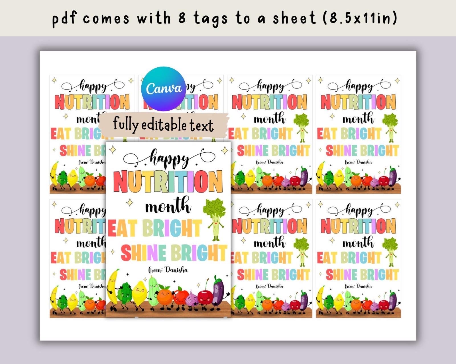 Nutrition Month Gift Tag Printable: Dietitian Nutritionist Day (PDF) - Etsy