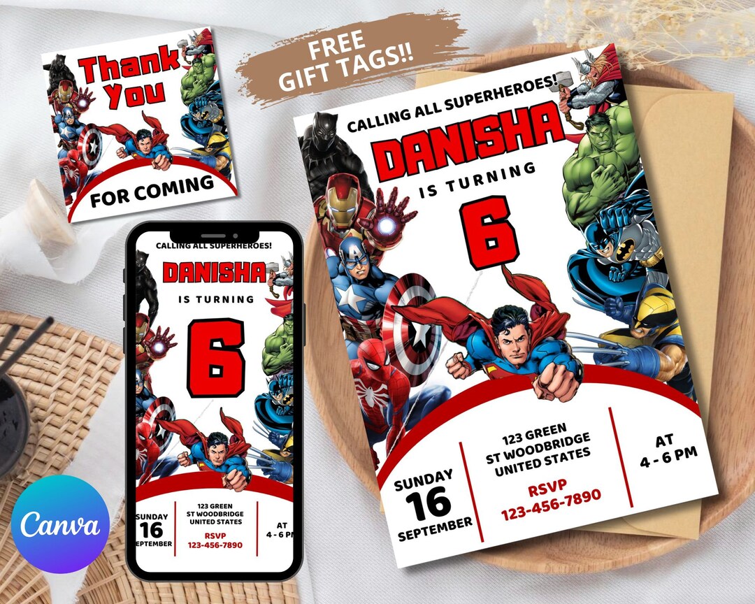 Superhero Invitation, Avengers Party Editable ,superheroes Party Invite ...