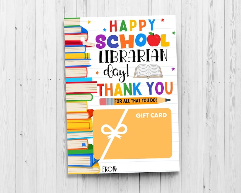 Printable Librarian Appreciation Gift Card Holder, Librarian Gifts ...