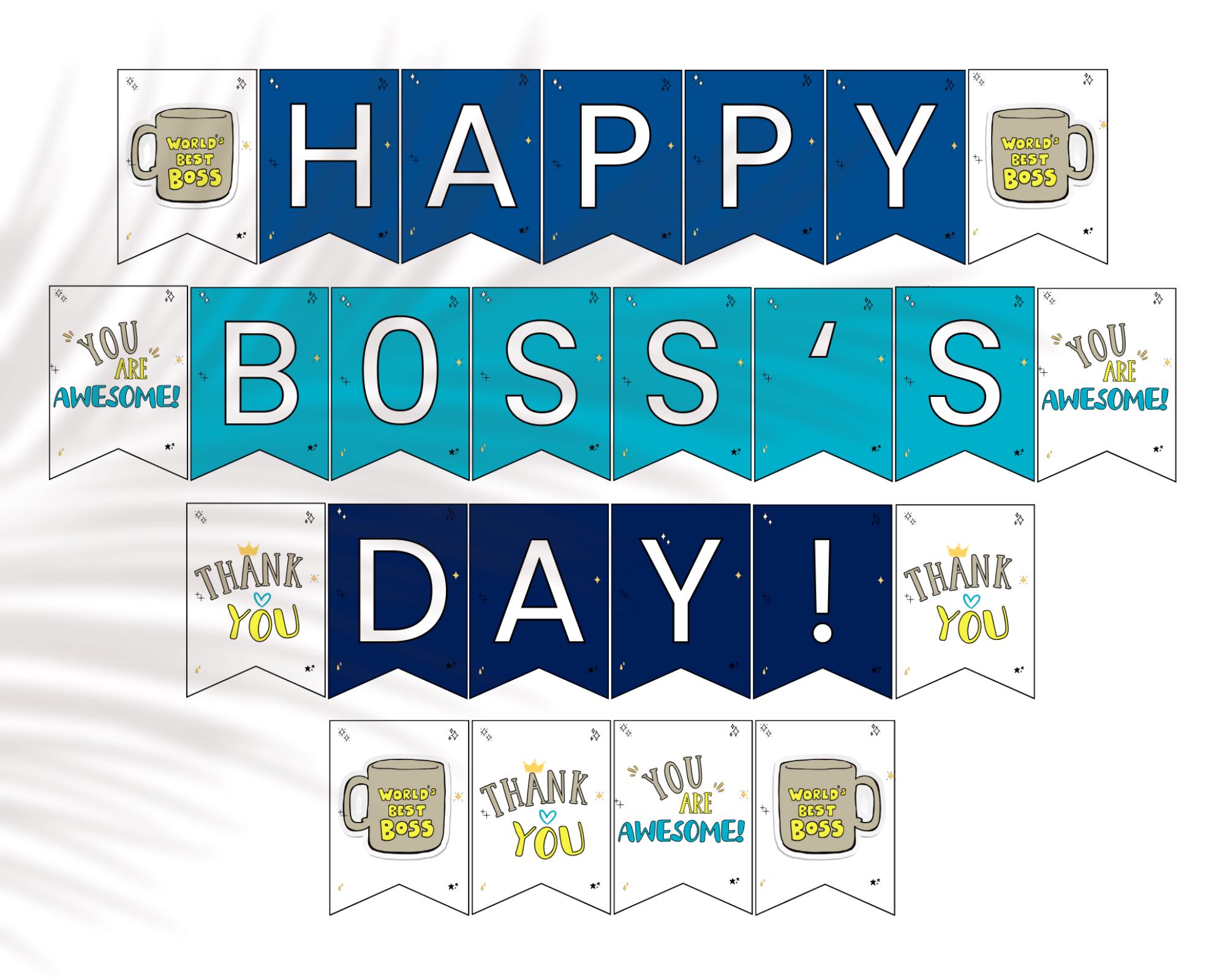 Boss's Day Banner Boss' Day Sign Printable Bosses Day Decorations Boss ...