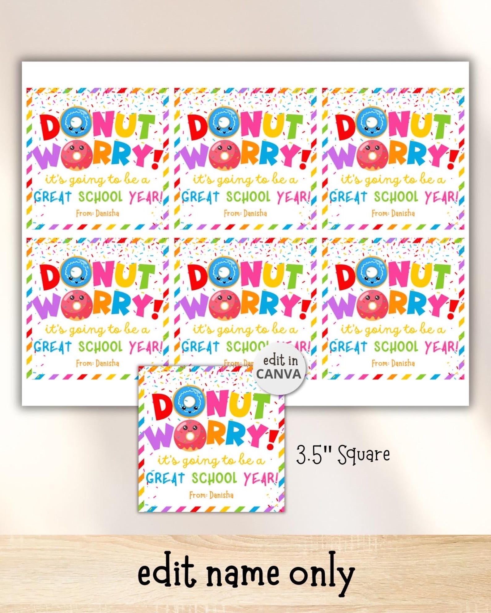 Back to School Donut Worry Treat Tags Student Gift From Teacher First ...