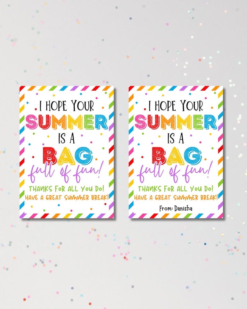 Hope Your Summer is Bag Full of Fun Tag End of School Year Summer ...
