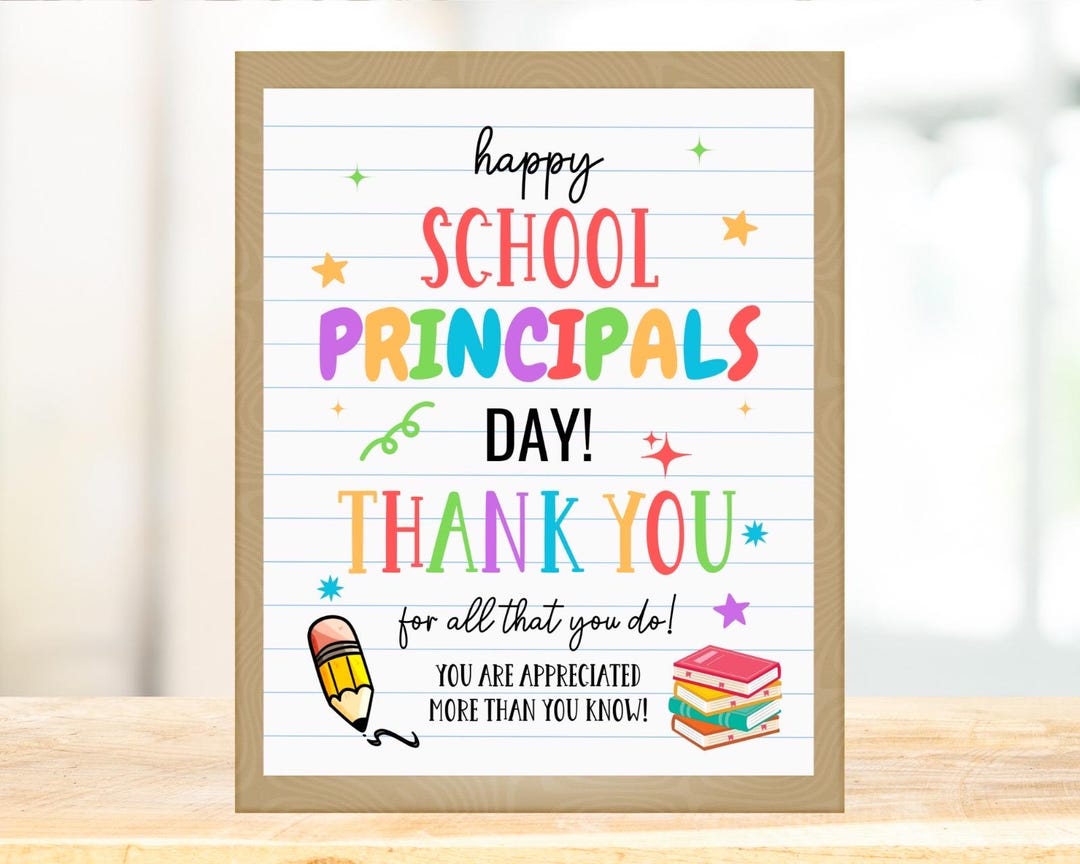 Principal Appreciation Sign Printable: School Principal Thank You Gift ...