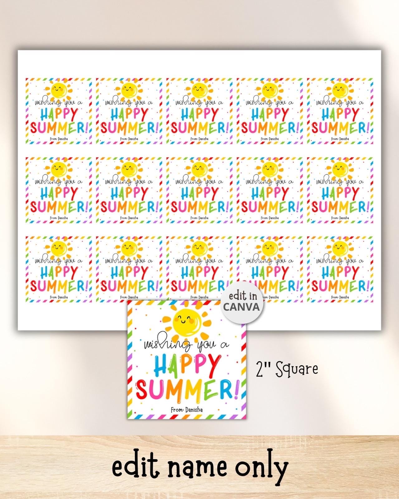 Happy Summer Tag Printable Wishing You a Happy Summer Gift Tag for ...
