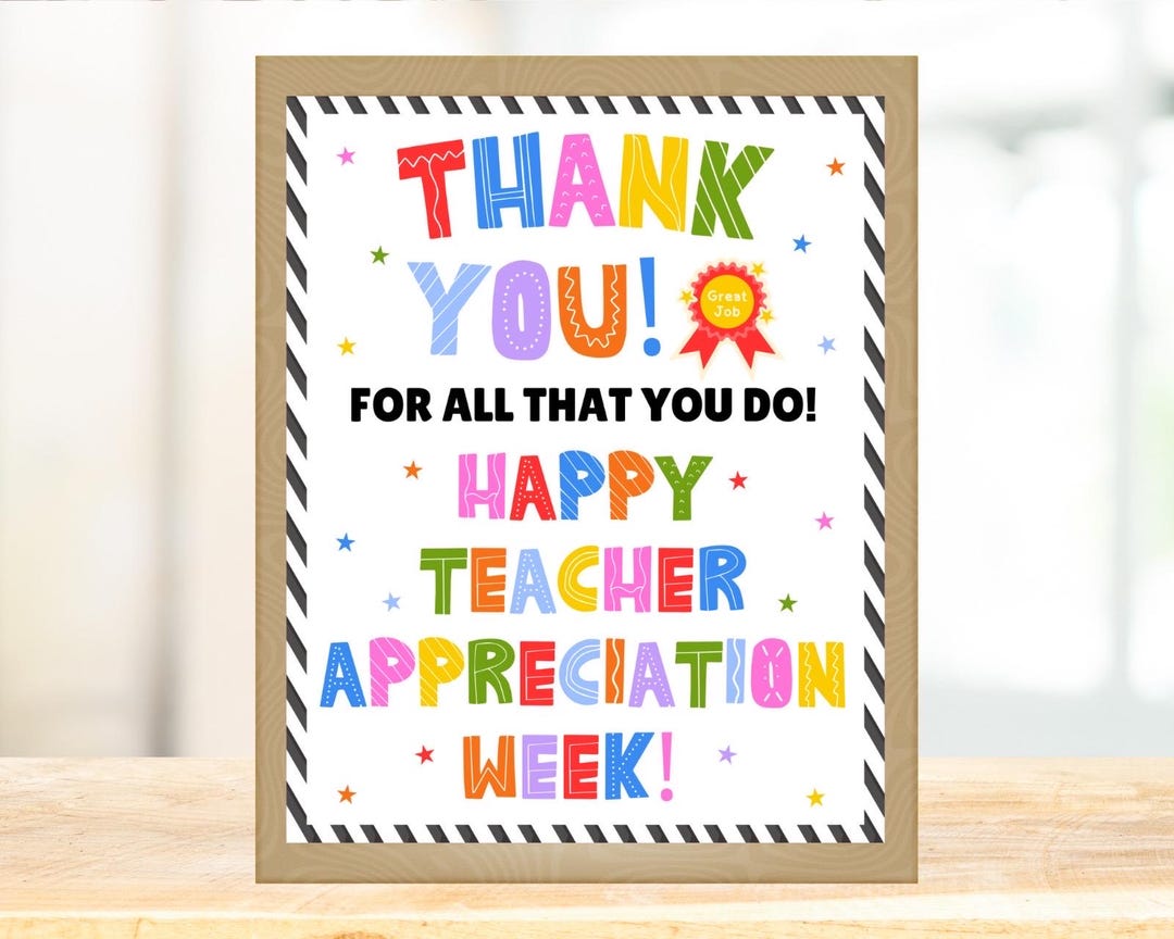 Teacher Appreciation Week Sign: Printable Thank You Poster (digital ...