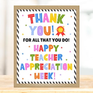 Teacher Appreciation Week Sign: Printable Thank You Poster (digital ...