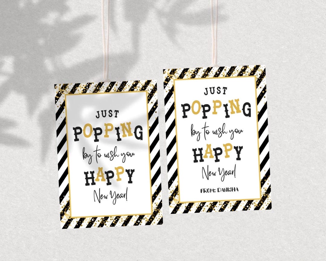Happy New Year Gift Tag Printable, Popping by to Wish You Happy New ...