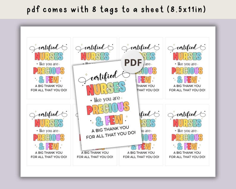 Printable Nurse Gift Tag: Thank You Nurses Week Tag (PDF) - Etsy