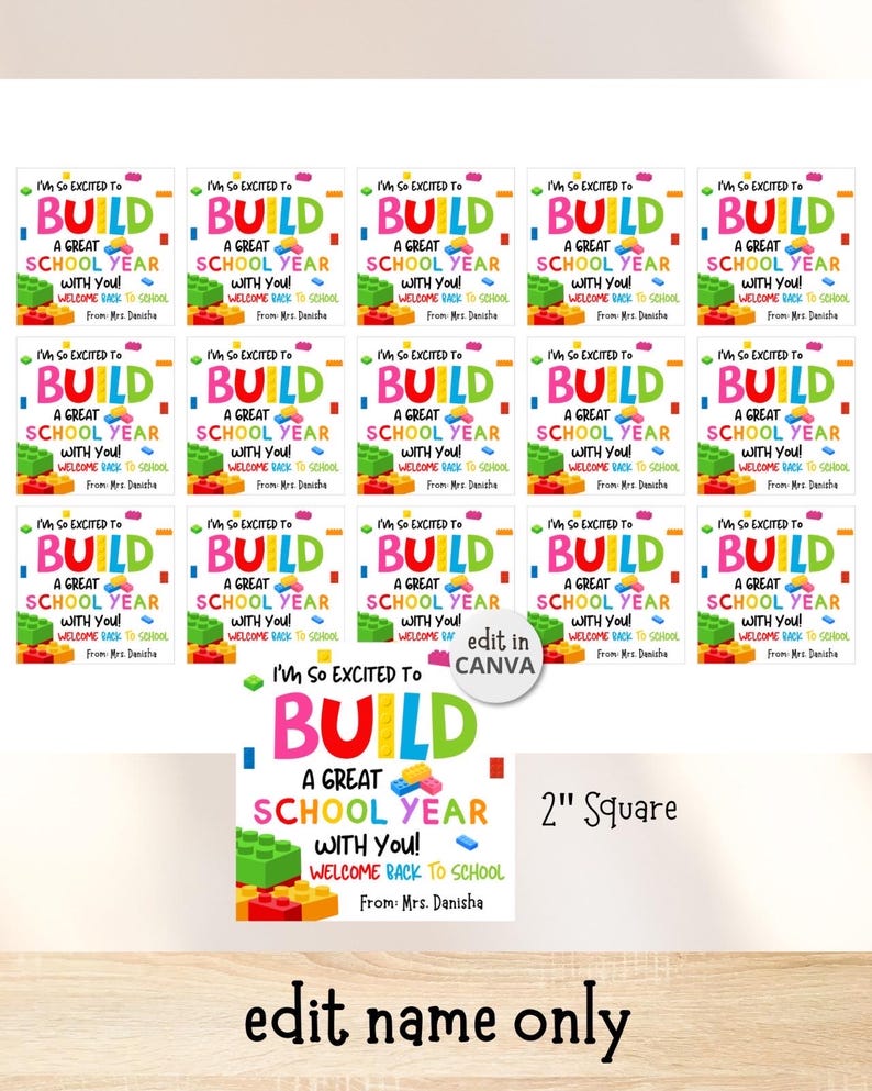 Back to School Building Blocks Gift Tags, Students Classmates Classroom ...