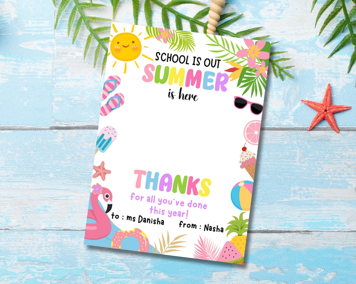 Editable Schools Out Summer is Here Teacher Appreciation Gift Card ...