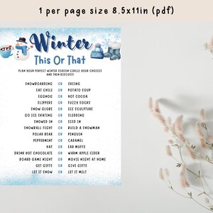 Winter This or That Printable Game,winter Would You Rather Game ...