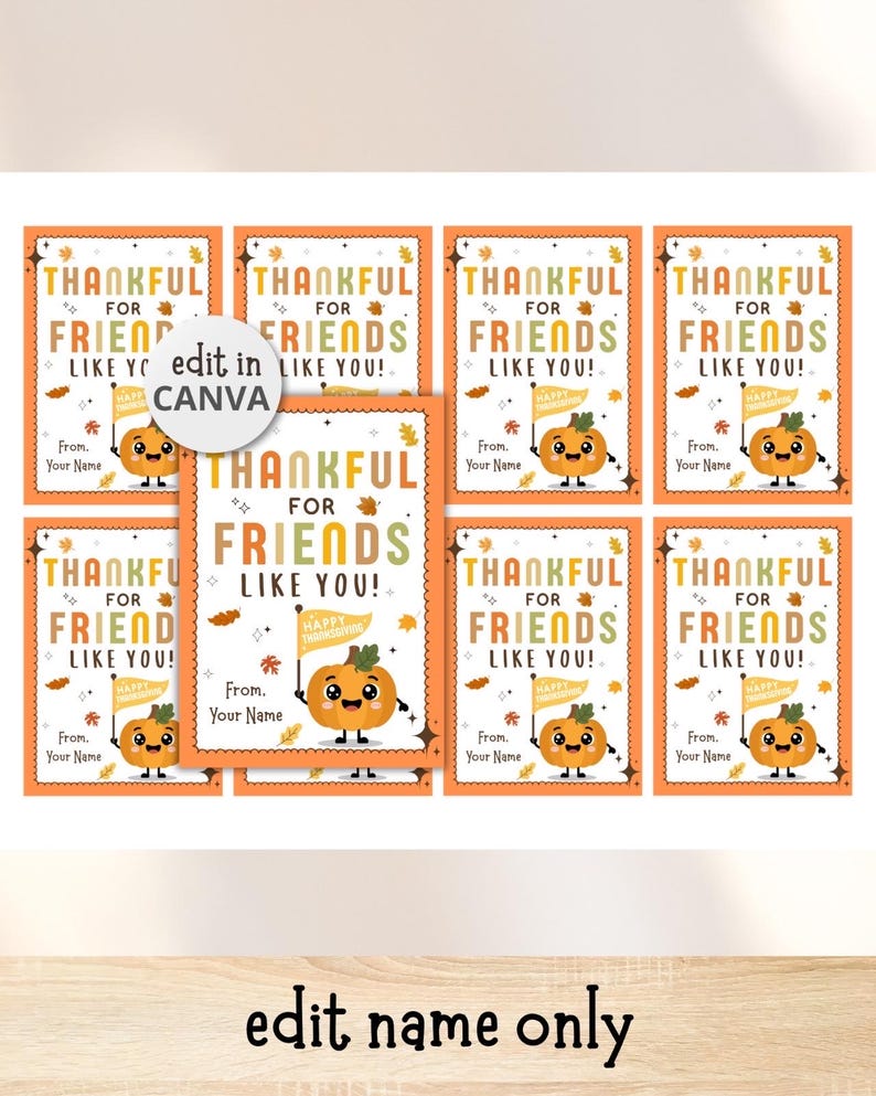 Thanksgiving Gift Tags Printable, Thankful for Friends Favor Tags ...