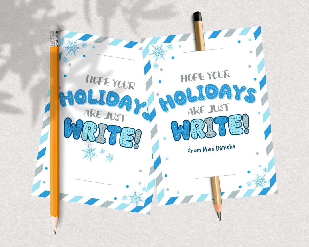 Holiday Pencil Gift Tag Editable Just Write Holiday Pencil Tag Student ...