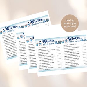 Winter Fact or Fiction Game for Teens & Adults, Winter True or False ...