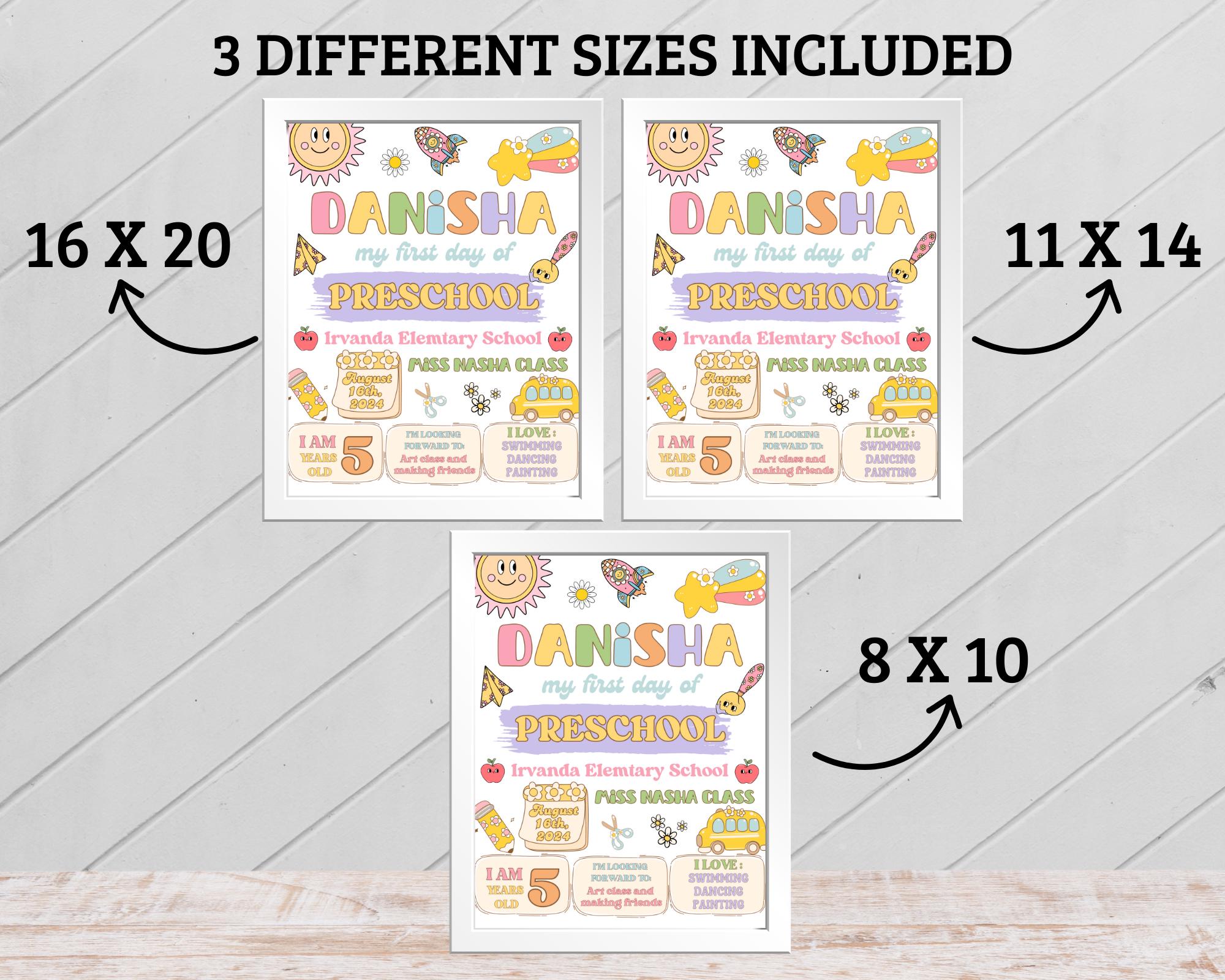 Editable First Day of School Sign First Day KINDERGARTEN PRESCHOOL ...