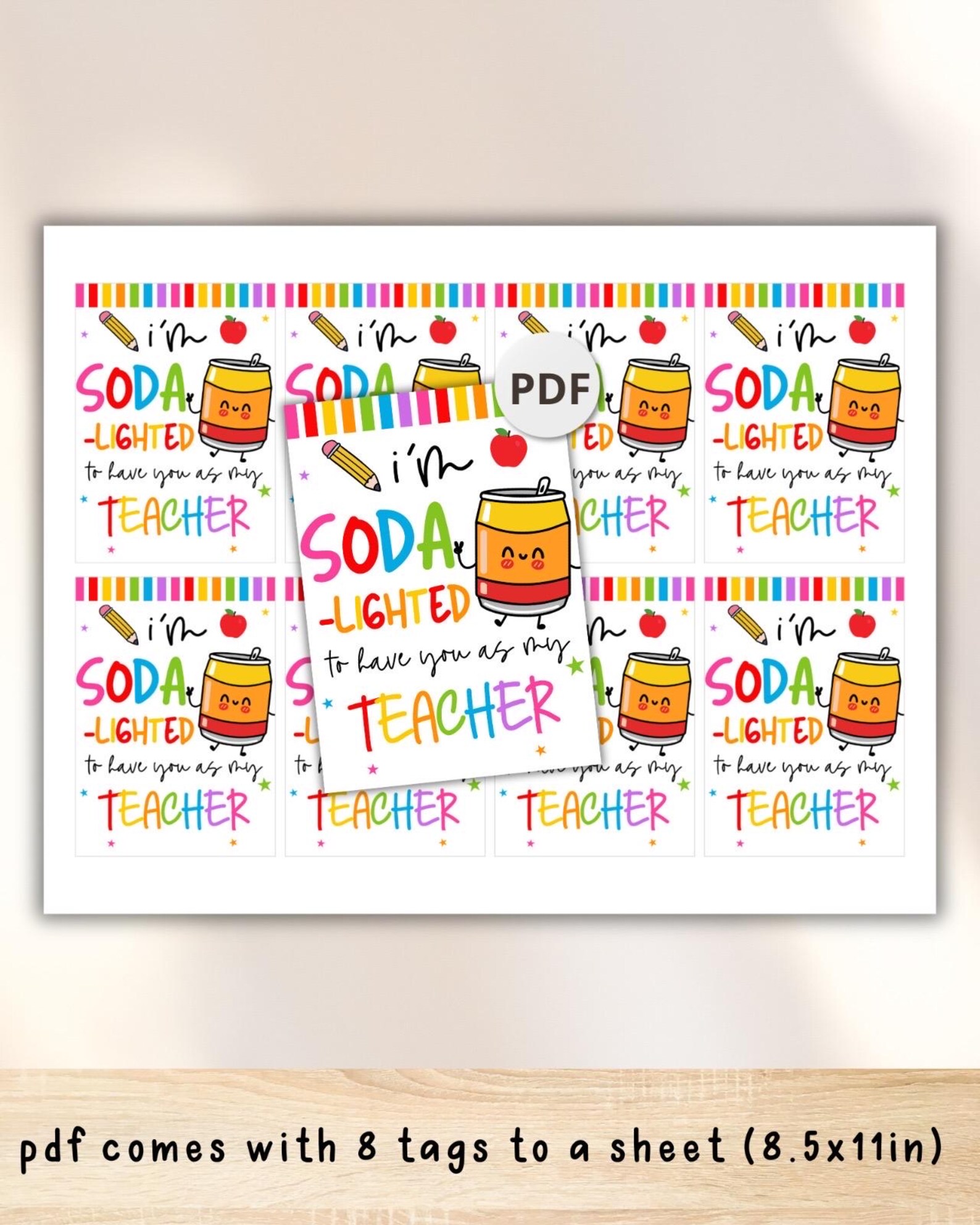 Teacher Appreciation Gift Tag: Soda Theme, Editable Template (digital ...