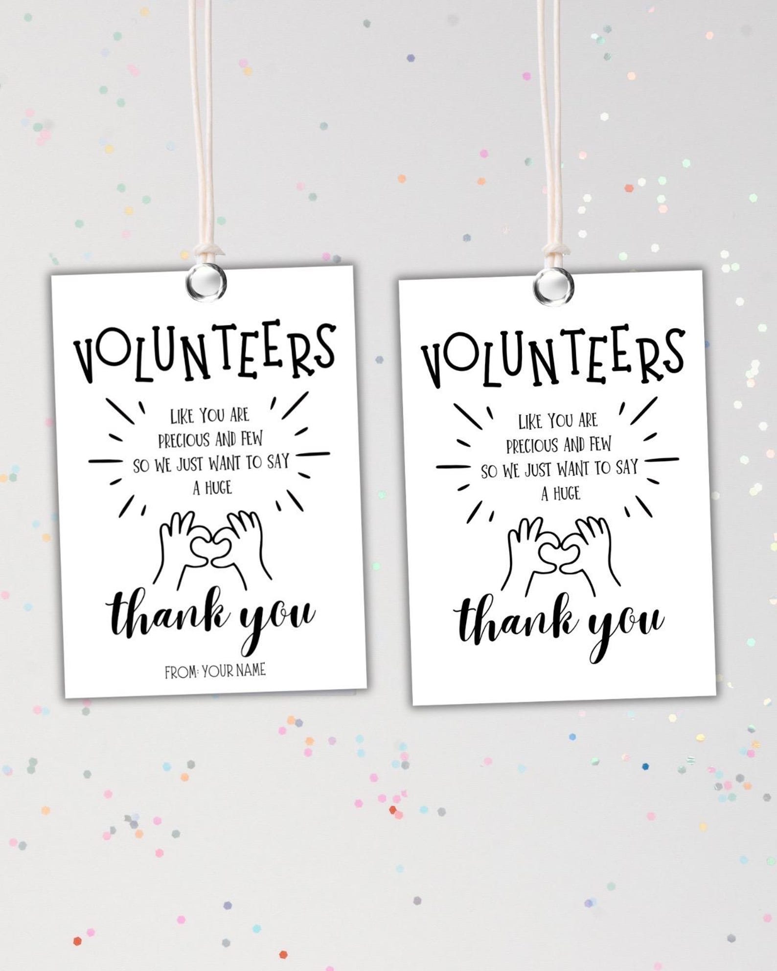 Volunteer Thank You Gift Tag Printable (PDF) - Etsy