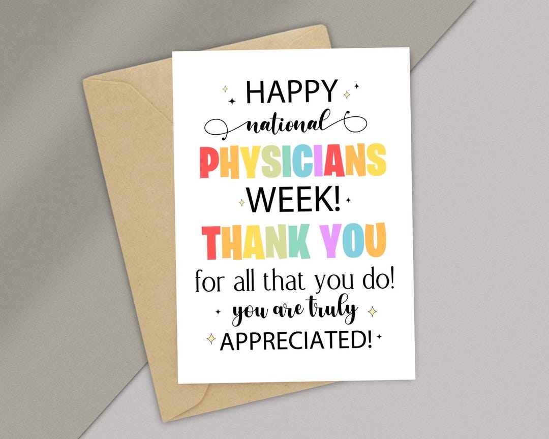 Physicians Week Gift Printable, Thank You Physician Week Card, National ...