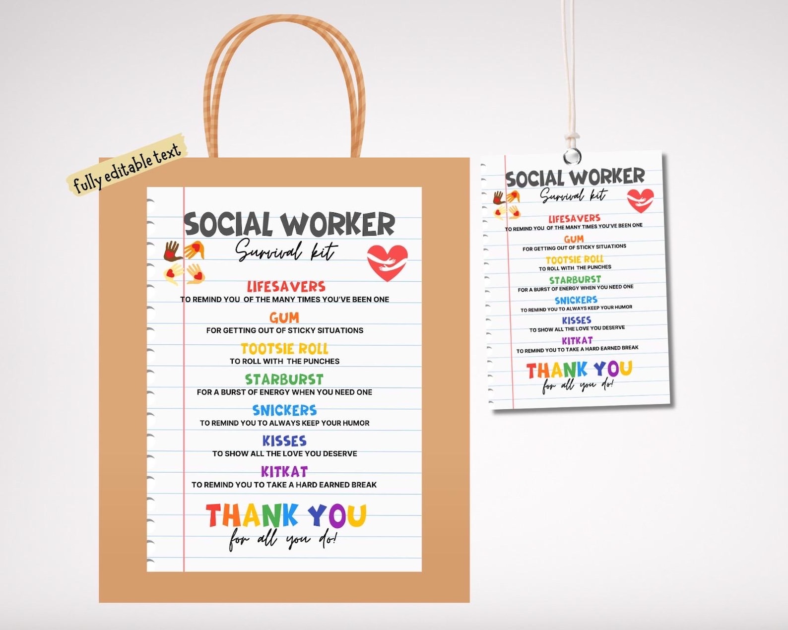 Social Worker Survival Kit Gift Tags: Appreciation Day Card (digital ...