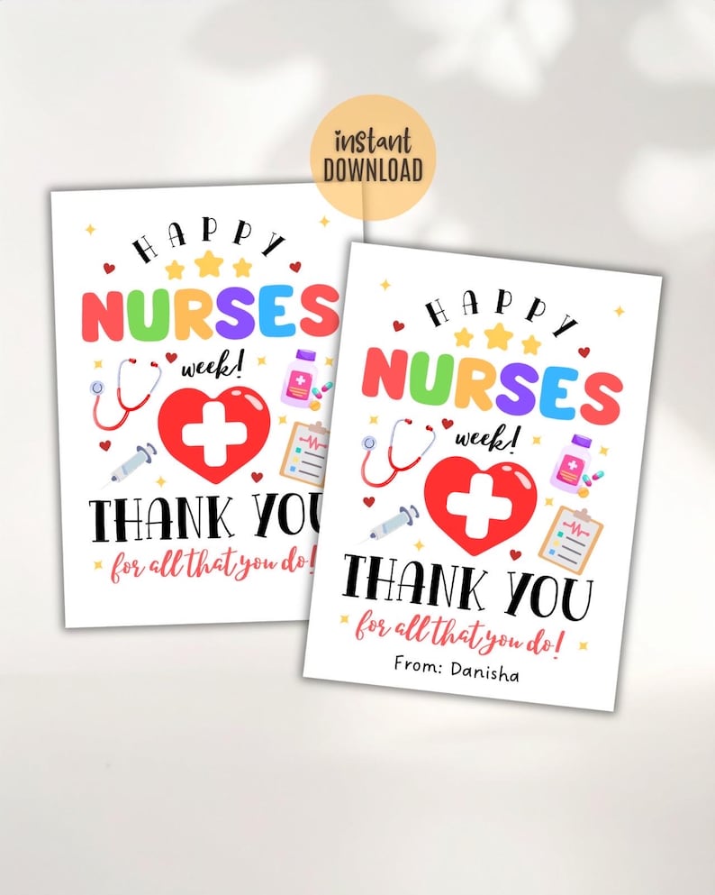 NURSE Appreciation Gift Tag Happy Nurses Week Gift Tags Printable Nurse ...