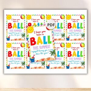 I Hope You Have a Ball This Summer Treat Tags for Kids, Beach Ball End ...