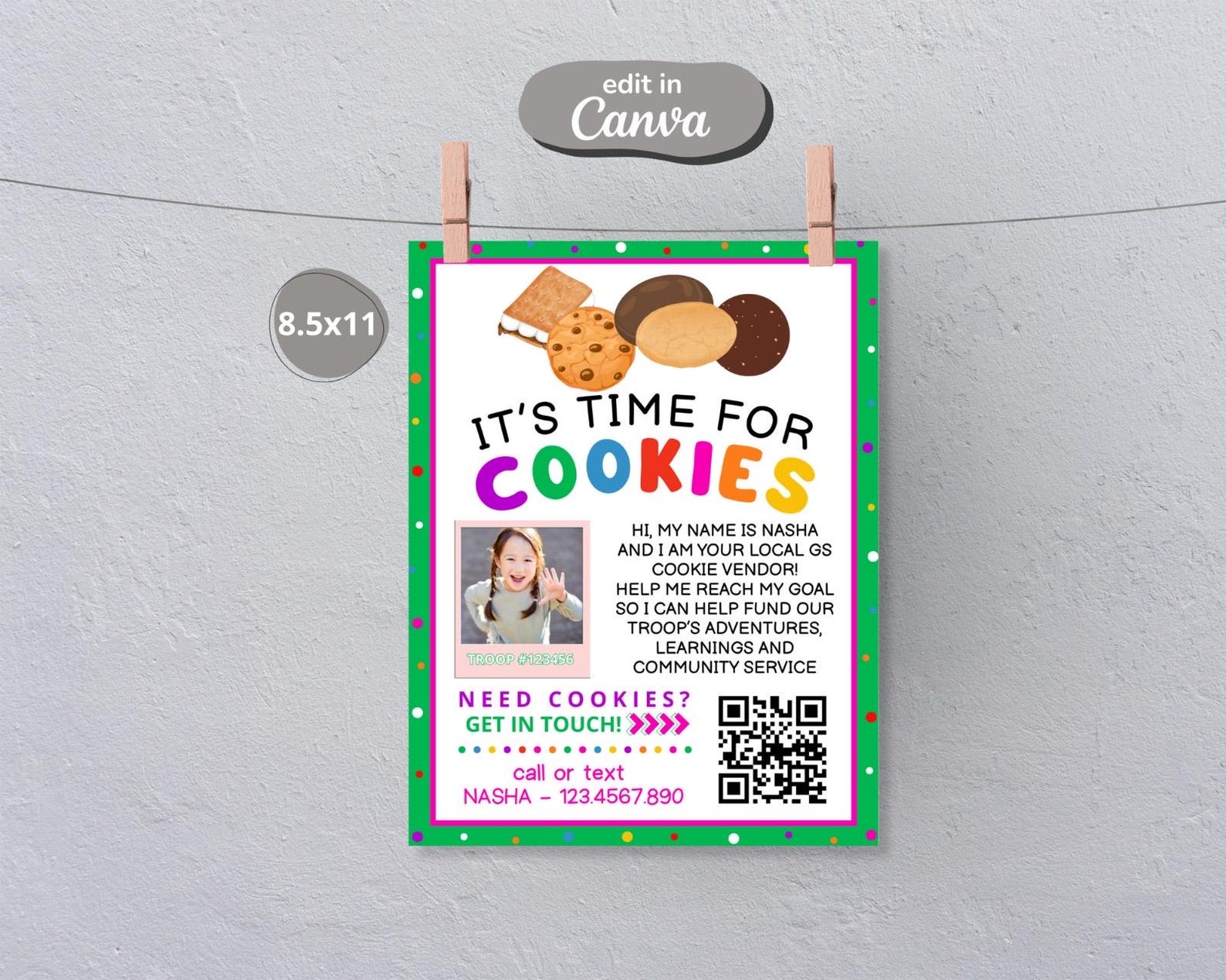 Cookie Sales Flyer: Editable Template for Troop Fundraising (digital ...