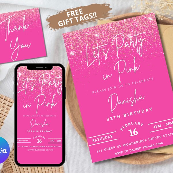 Pink Invitations - Etsy