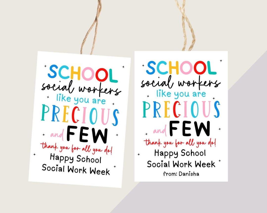 School Social Work Week Gift Tags (printable PDF) - Etsy