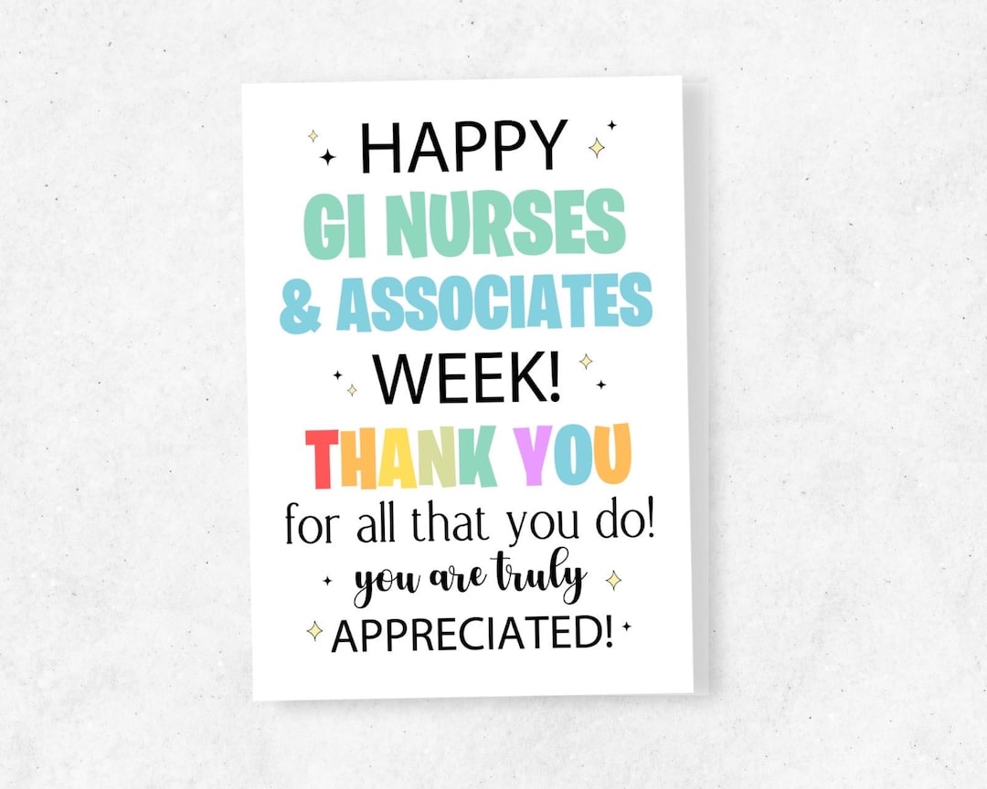GI Nurse Gift, GI Nurses and Associates Week Sign Printable, Thank You ...