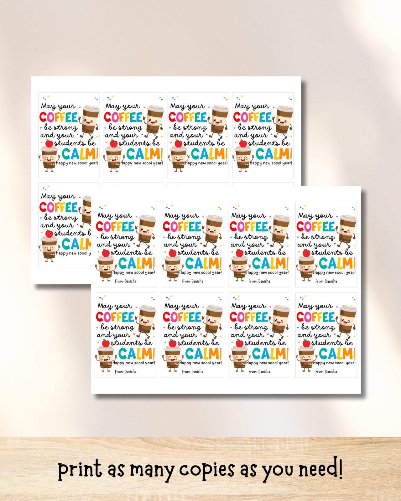 Back to School Coffee Gift Tags: Teacher Appreciation (digital Download ...