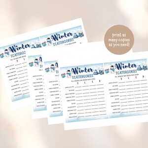 Winter Scattergories,winter Holiday Printable Games,cold Weather Games ...