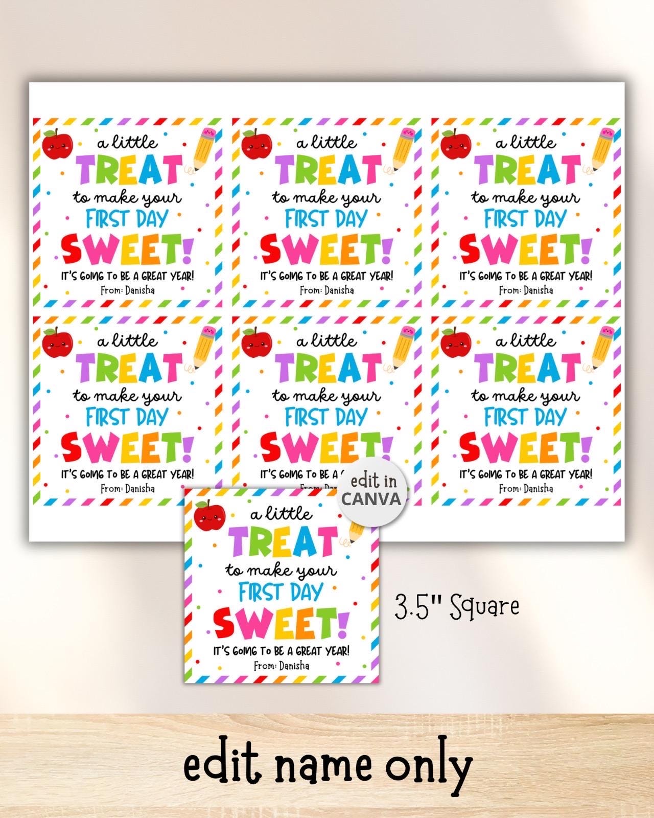 A Little Treat to Make the First Day Sweet Gift Tag, First Day of ...