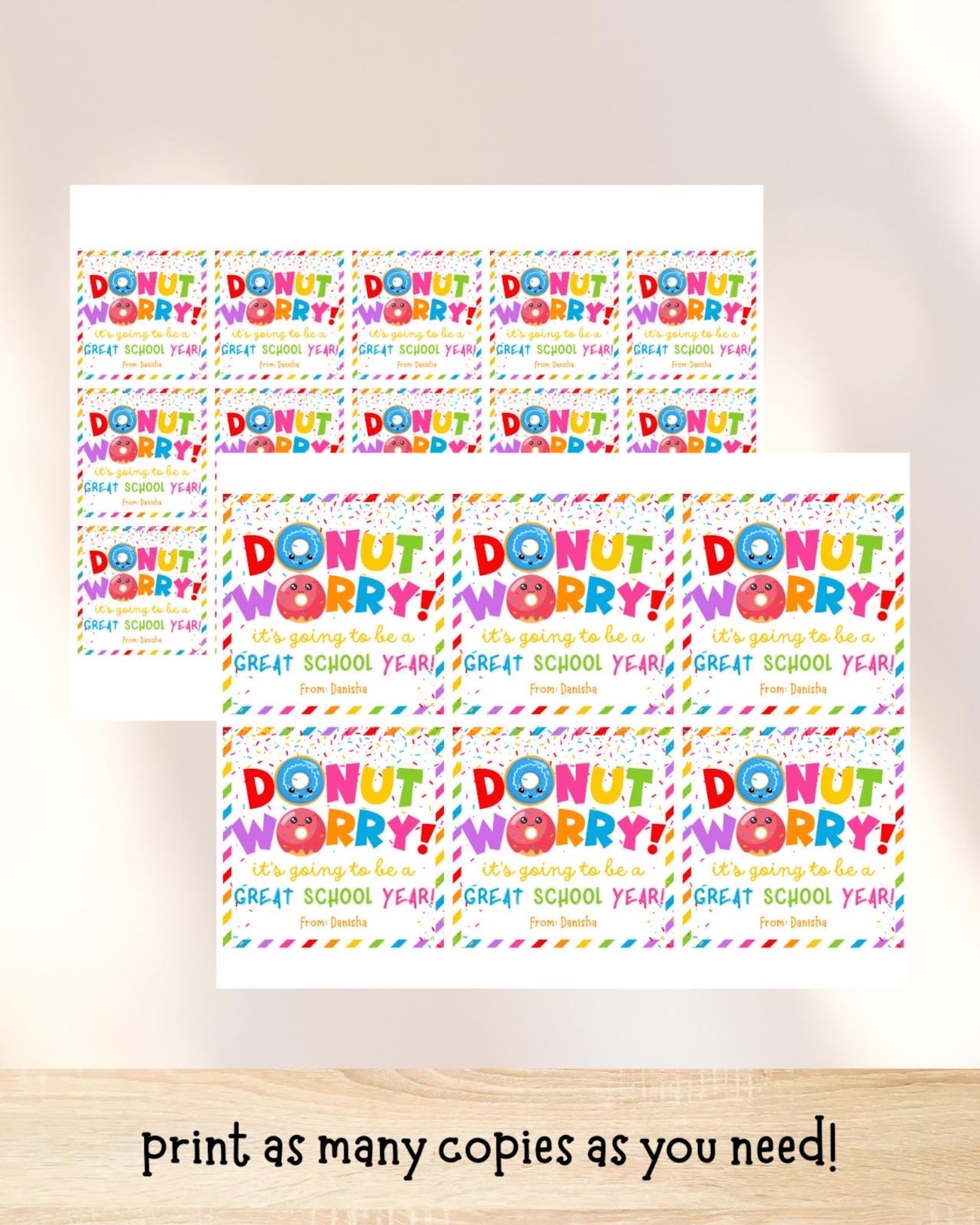 Back to School Donut Worry Treat Tags Student Gift From Teacher First ...