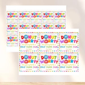 Back to School Donut Worry Treat Tags Student Gift From Teacher First ...