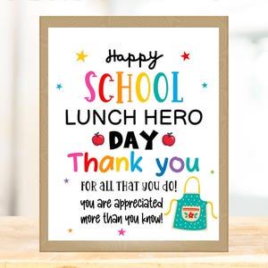 School Lunch Hero Appreciation Poster: Thank You Gift (digital Download ...